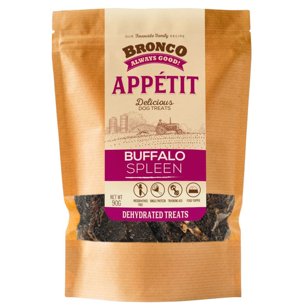 Bronco Appetit Buffalo Spleen Dog Treats 90g | Pawpy Kisses
