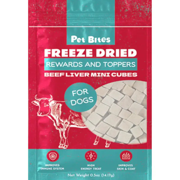 Pet Bites Freeze Dried Rewards and Toppers Beef Liver Mini Cubes for ...