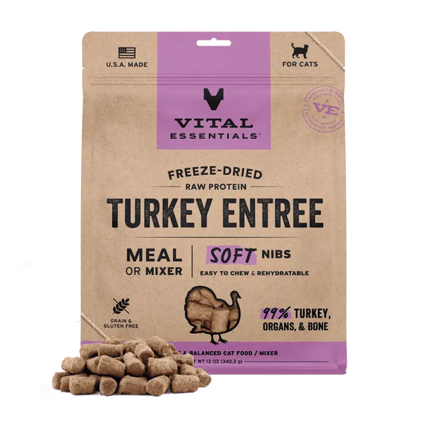 Vital Essentials® Freeze Dried Raw Turkey Entree & Mixer Cat Food Soft ...