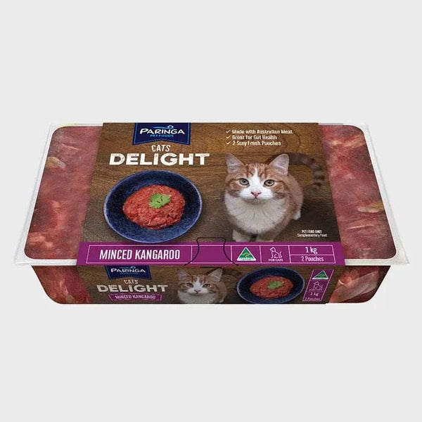 Paringa Cats Delight Minced Kangaroo Frozen Raw Food 1kg | Pawpy Kisses